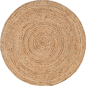 Unique Loom Braided Jute Collection Area Rug - Dhaka (5' 1" Round, Natural)