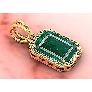 LMDPRAJAPATIS Lab Certified simuleted 10X15MM Zambian Emerald Panna Jwelery Pendant for 22k Gold Plated