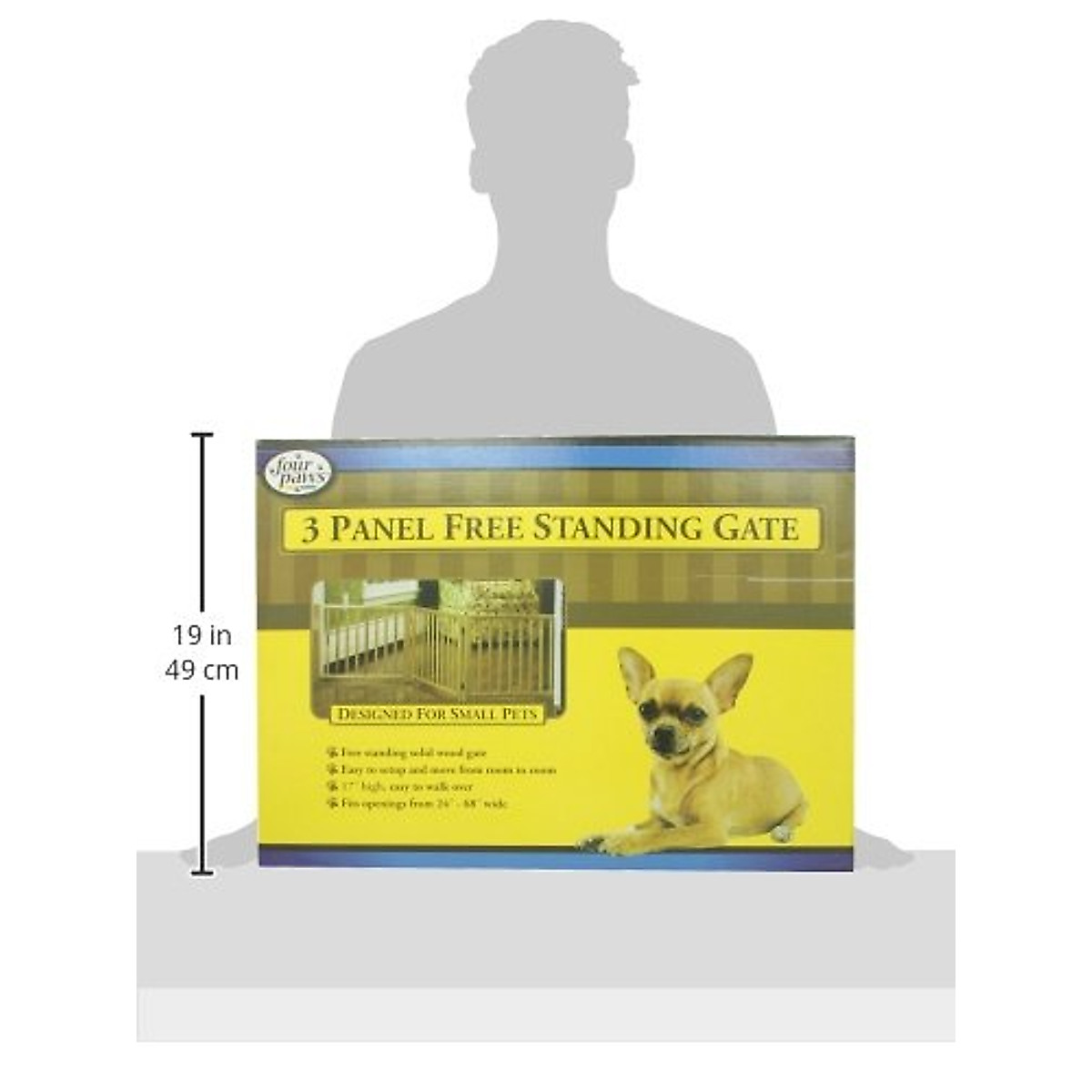 Four Paws Expandable Dog Gate, Wood Gate for Dogs, 3-Panel 24-68" W x 17" H