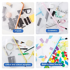 Sciluvi 20pcs Mesh Zipper Pouch, 5 Sizes Zipper Bags for School and Office Supplies, Durable Pouchesfor Organizing Storage, Puzzle Bags for Board Games Storage