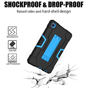 Bingcok Case for Galaxy Tab A7 Lite 8.7 Case, Heavy Duty Rugged Full-Body Hybrid Shockproof Drop Protection Cover Samsung 2021 Model SM-T220 / SM- T225 (1-Black+Blue)
