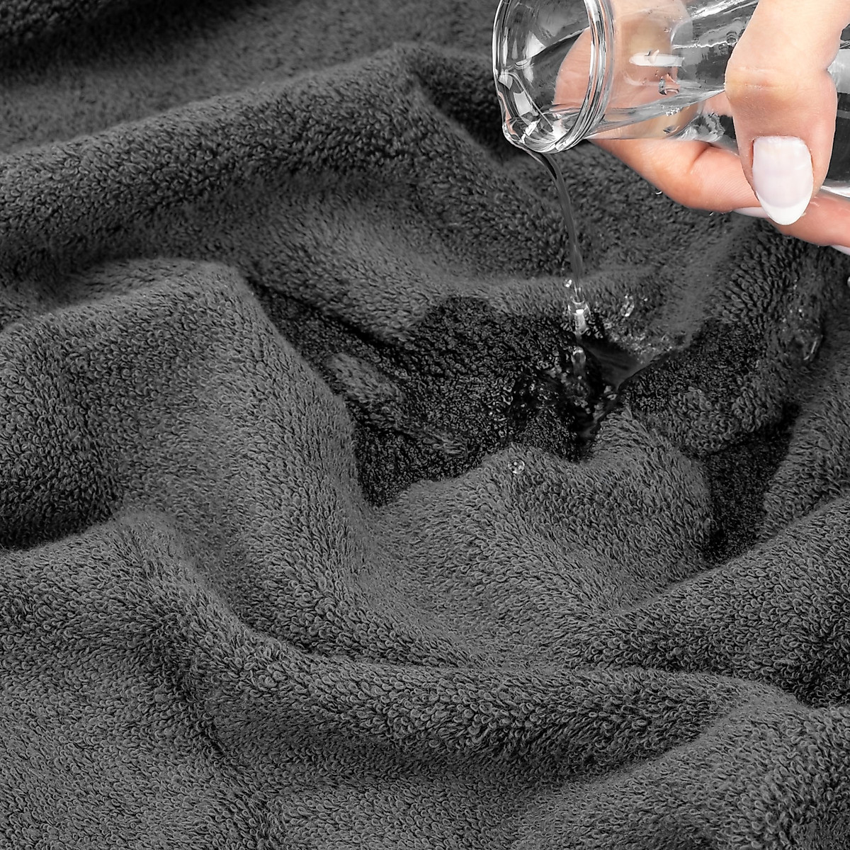 American Soft Linen Salem Bath Towel Set, 6 Piece Towels for Bathroom, 100% Turkish Combed Zero Twist Cotton, 2 Bath Towels 2 Hand Towels 2 Washcloths, Dark Gray