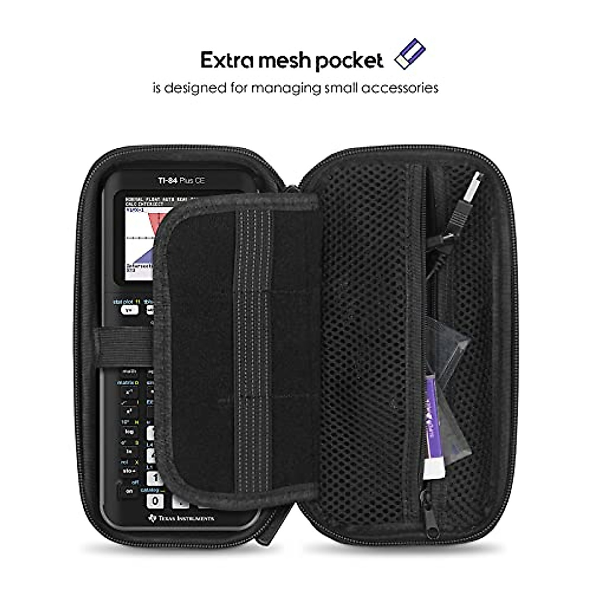 ProCase Hard EVA Case for Texas Instruments Ti-84 Plus CE, Durable Travel Storage Carrying Box Protective Bag for Ti-84 Ti-83 Ti-85 Ti-89 Ti-82 Plus/C CE Graphing Calculator and More -Black