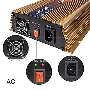 Mars Rock 1400w Grid Tie Micro Solar Inverter, 20-50v Dc To 90-140v Ac MPPT Pure Sine Wave Converter For 1400w To 2000w 36v Solar Power System Island Distinguished Gold Color Design (GTI1400W36V120G)