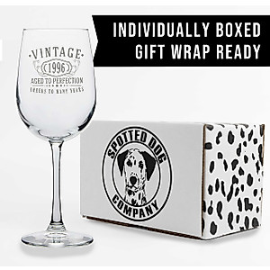 Vintage 1996 Etched 16oz Stemmed Wine Glass - 28th Birthday Gifts for Women - Cheers to 28 years old - 28th decorations for her - Best Engraved Wine Gift ideas Friend - Daughter 2.0