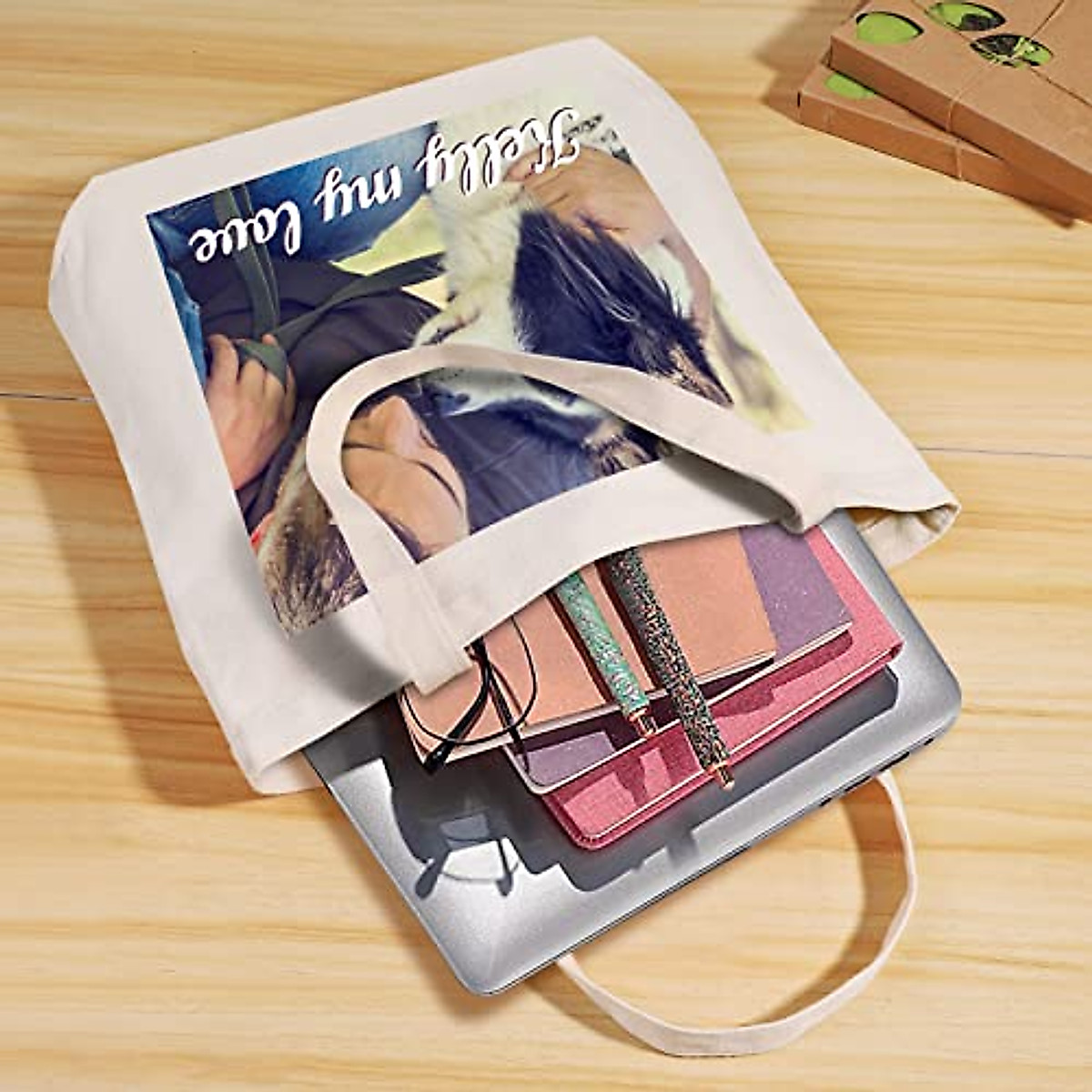 JATEBI Personalized Tote Bag, Canvas Tote Bag With Customizable Pictures and Text double sided, Reusable Grocery Bag,Shopping Bags for Daily Use Gifts…