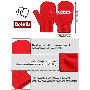 Sumind 12 Pairs Kids Mitten Knitted Toddler Mittens Winter Warm Stretch Gloves Infant Mitten Gloves for Boys Girls (Bright Colors)