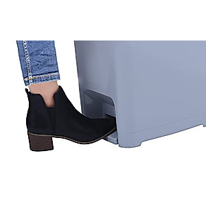 Superio Slim Step On Pedal Plastic Trash Can, Waste Bin for Under Desk, Office, Bedroom, Bathroom, Kitchen (2.5 gal) (White Smoke)