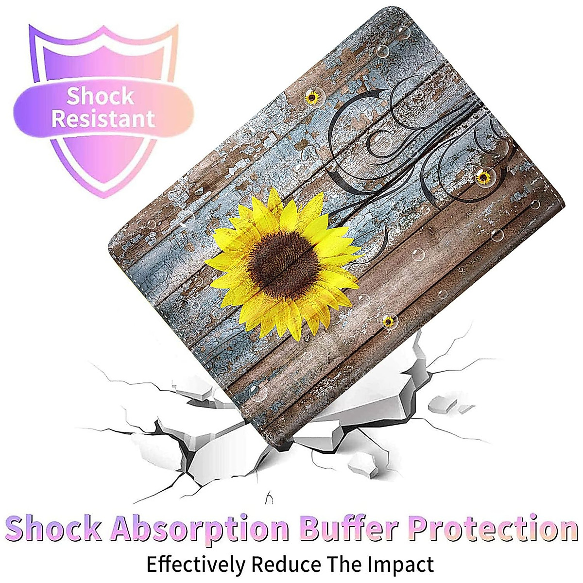 Case for iPad 9th / 8th / 7th Generation (2021/2020/2019) 10.2 inch/iPad Air 10.5" 2019 / iPad Pro 10.5", Leather Smart Cover with Auto Wake/Sleep, Rustic Sunflower