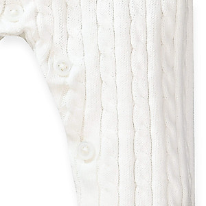 Hope & Henry Layette Long Sleeve Cable Romper with Peter Pan Collar