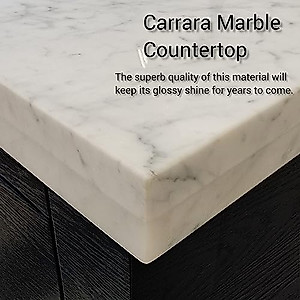 Bell+Modern Shelter 80 in W x 22 in D Black Oak Double Bath Vanity and Carrara Marble Top