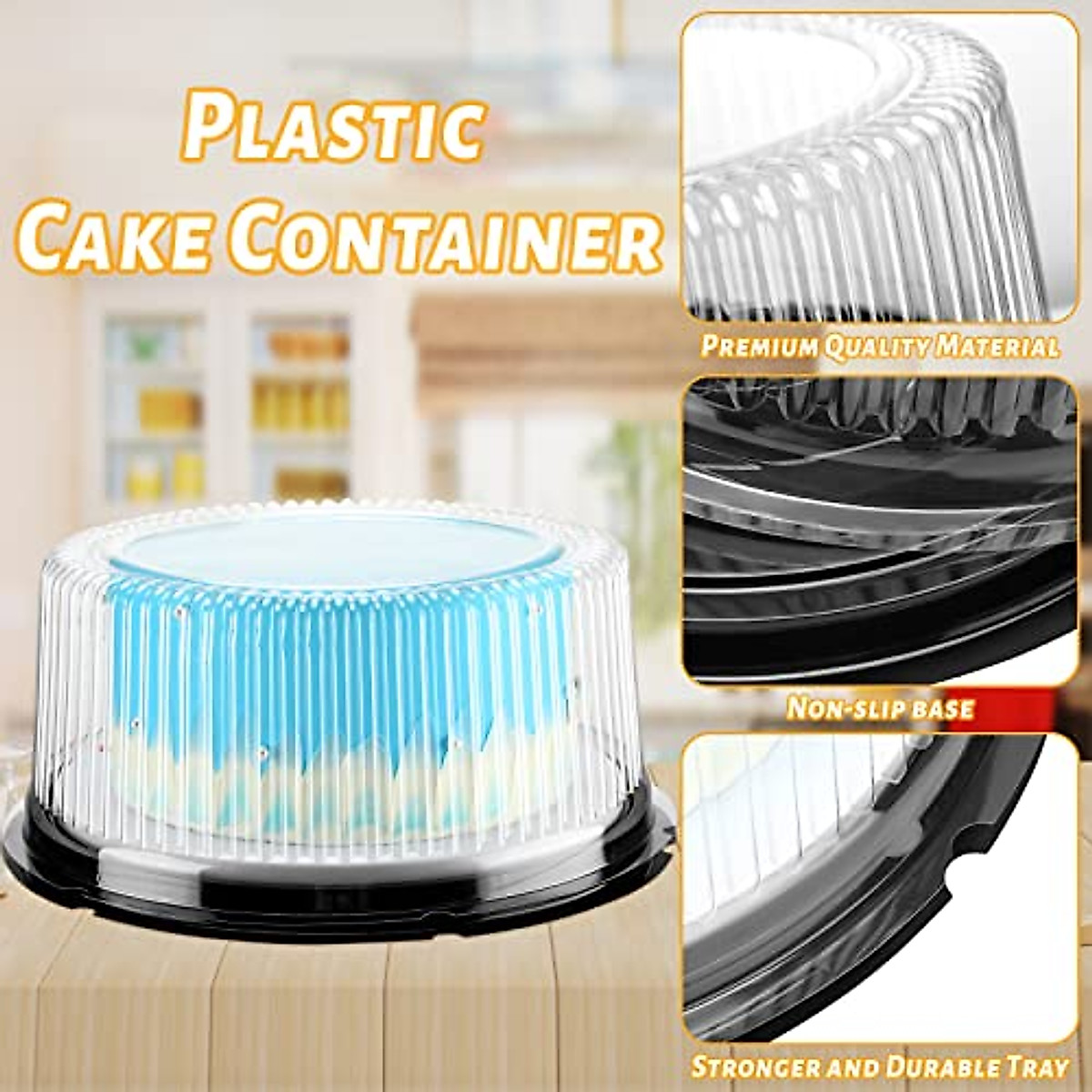 20 Pieces Round Cake Carrier 10 Inch Plastic Containers for Cake Clear PET Cake Transport Container Disposable Cake Containers Carriers with Dome Lids Cake Holder Display Containers for Transport