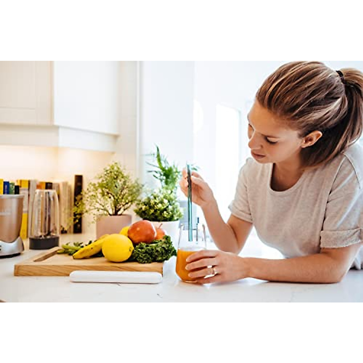 SOMA Glass Straw with Silicone Lined Travel Case and Cleaning Tool, 8-inch, Teal (501-13-01)