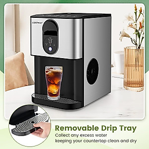 COSTWAY Self Dispensing Nugget Ice Maker Countertop, 56 Lbs/24H Soft Chewable Ice, Pebble Ice Maker with Self-Cleaning, One-Button Operation, Portable Stainless Steel Ice Maker for Home Office Party