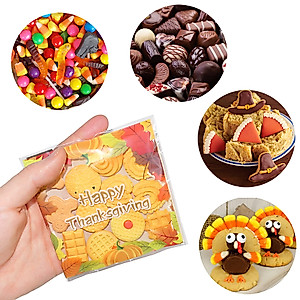 HADDIY Thanksgiving Cookie Treat Bags,240 Pcs Small Cellophane Self Adhesive Fall Pumpkin Candy Goody Bags in Bulk for Autumnt Thanksgiving Party Favor