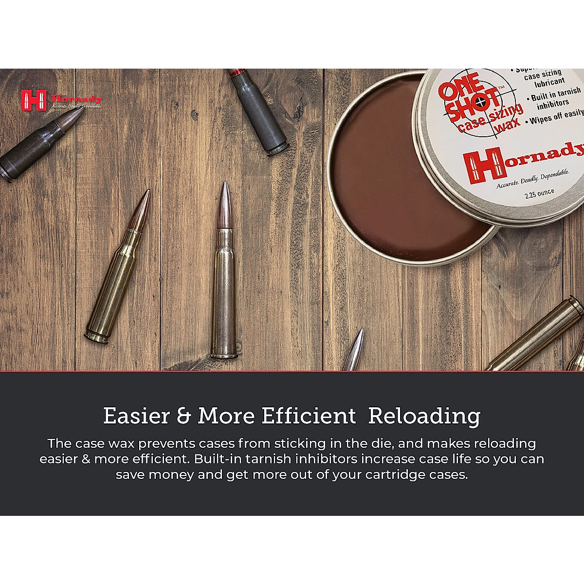 Hornady One Shot Case Sizing Wax, 2.25 Oz – Wipes Off Easily, No Sticky Residue – Straightforward Reloading, Makes Sizing Cases Smooth and No Trouble – an Alternative to Spray Lube or Lube Pads