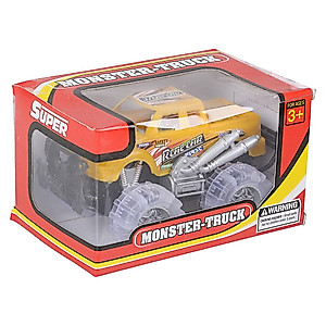 Playee Light Up Monster Truck Set, Set Includes 2, 6 Inch Monster Car Toy with Beautiful Flashing LED Tires, Push n Go Cars, Friction Toy, Race Truck Car for Kid