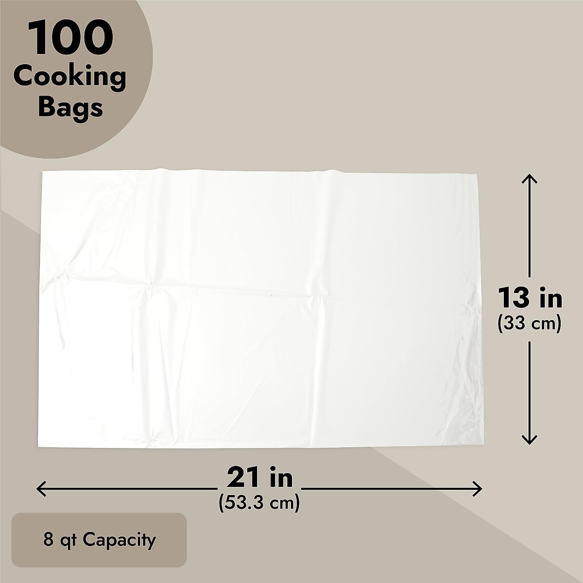 100 Pack Slow Cooker Liners, Clear Plastic Cooking Bags for Oval or Round Pot, 3-8 QT, Easy Clean Up, Regular Size, Disposable (13x21 in, Bulk Pack)