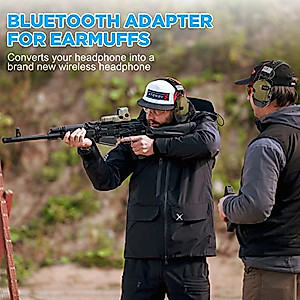 HEATCHEER Bluetooth Adapter for Walker's Shooting Earmuffs, Rechargeable Bluetooth Connector Compatible with Walkers Razor Slim Electronic Muff, Handsfree Calling & Audio Receiver