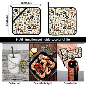 Dog Paw Pot Holders for Kitchen Heat Resistant Potholders for Cooking Baking Grilling Microwave