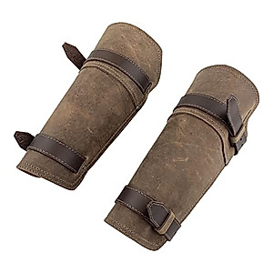 Valhalla Gear, Set of 2 Vambrace Bracers, Viking Style Hand Protector for Archery, Medieval Armband, Wrist Guard, Adjustable Buckles, Full Grain Leather, Handmade, Bourbon Brown