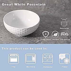 Buyajuju Cereal Soup Bowls, 20 Ounce White Bowls Set, Porcelain Bowls for Oatmeal, Rice, Salad, Pasta and Noodle, Set of 4 (6inch)