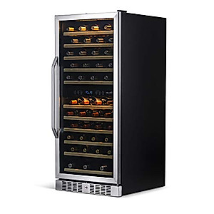 Newair 24" Wine Cooler Refrigerator, Large 116 Bottle Built-in or Freestanding Dual Zone Wine Cellar in Stainless Steel with Precision Thermostat, Full Extension Beechwood Shelves
