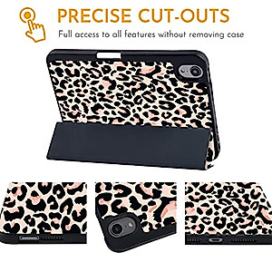Hi Space iPad Mini 6 Case 2021 8.3 inch with Pencil Holder, Leopard Cheetah Trifold Stand Protective Shockproof iPad Mini 6th Generation Cover Auto Sleep Wake for A2567 A2568 A2569