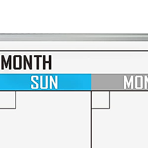 XBoard Magnetic Calendar Whiteboard 48" x 32" - Monthly Calendar Dry Erase Board, White Board + Colorful Calendar Board, Silver Aluminium Framed Monthly Planning Board