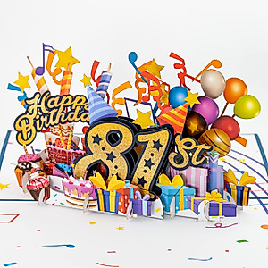 iGifts And Cards Happy 81st Blue Birthday 3D Pop Up Greeting Card – Awesome 81 Birthday Card For Man, Woman, Happy Eighty One Birthday Gift For Dad, Mom, Best Husband, Wife Unique Present, 5" X 7"