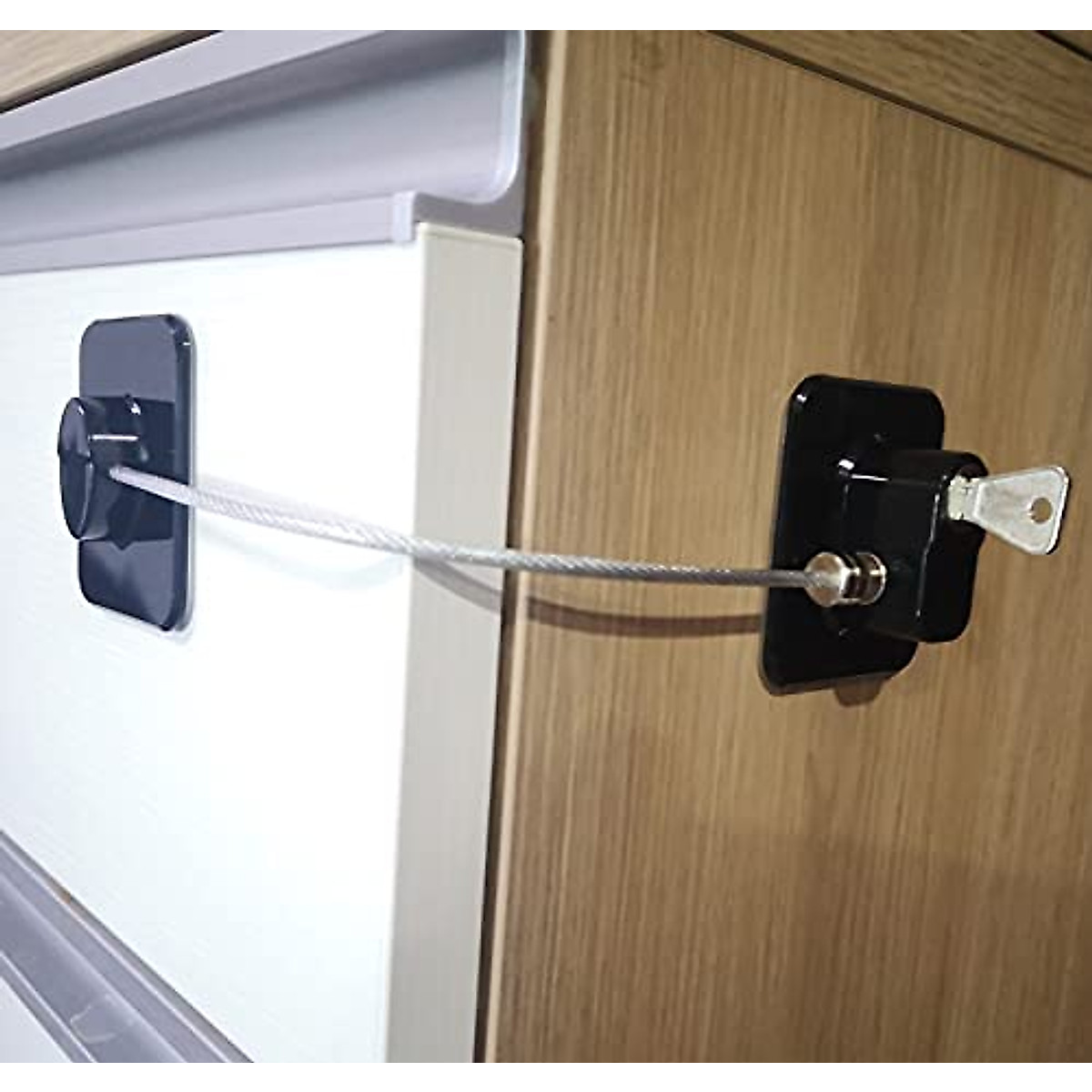 YEYA Refrigerator Lock, Baby Proof Cabinet Locks with Keys, Child Safety Locks for Cabinets 4 Pack