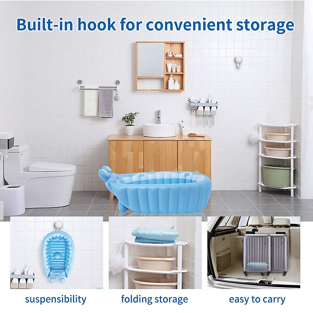 Relaxing Baby | Inflatable Tub,Newborn Bathtub Seat for Infant,Non-Slip Baby Pool for Sitting up,Foldable Toddler Tub Shower,Portable Travel Bath for Kids 0-6 Year