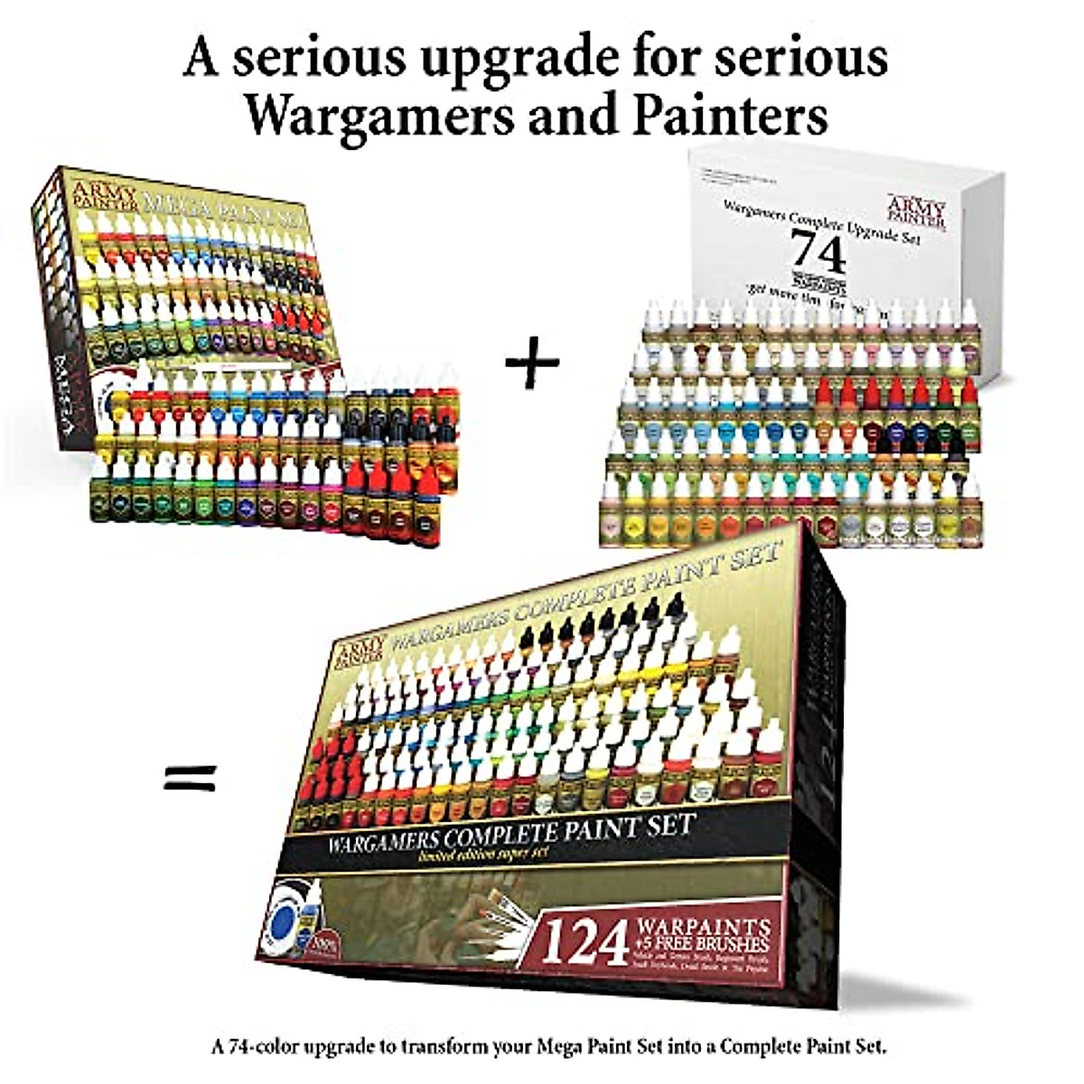 The Army Painter - Wargamers Complete Upgrade Miniature Paint Sets - Acrylic Model Paints for Plastic Models, 74 Warpaints - 57 Acrylic, 3 Metallic, 7 Effects Warpaints for Models,7 Quickshade Washes