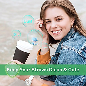 VVAYHUA 6Pcs Straw Covers Cap for Stanley Cup, Cute Animals Straw Topper Compatible with Stanley Cup & Simple Modern, Silicone Straw Tips 0.4in/10mm for Stanley Accessories