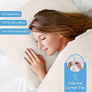 ienjoy Home Hotel Collection Soft Brushed Microfiber Duvet Cover Set, Queen, Ivory