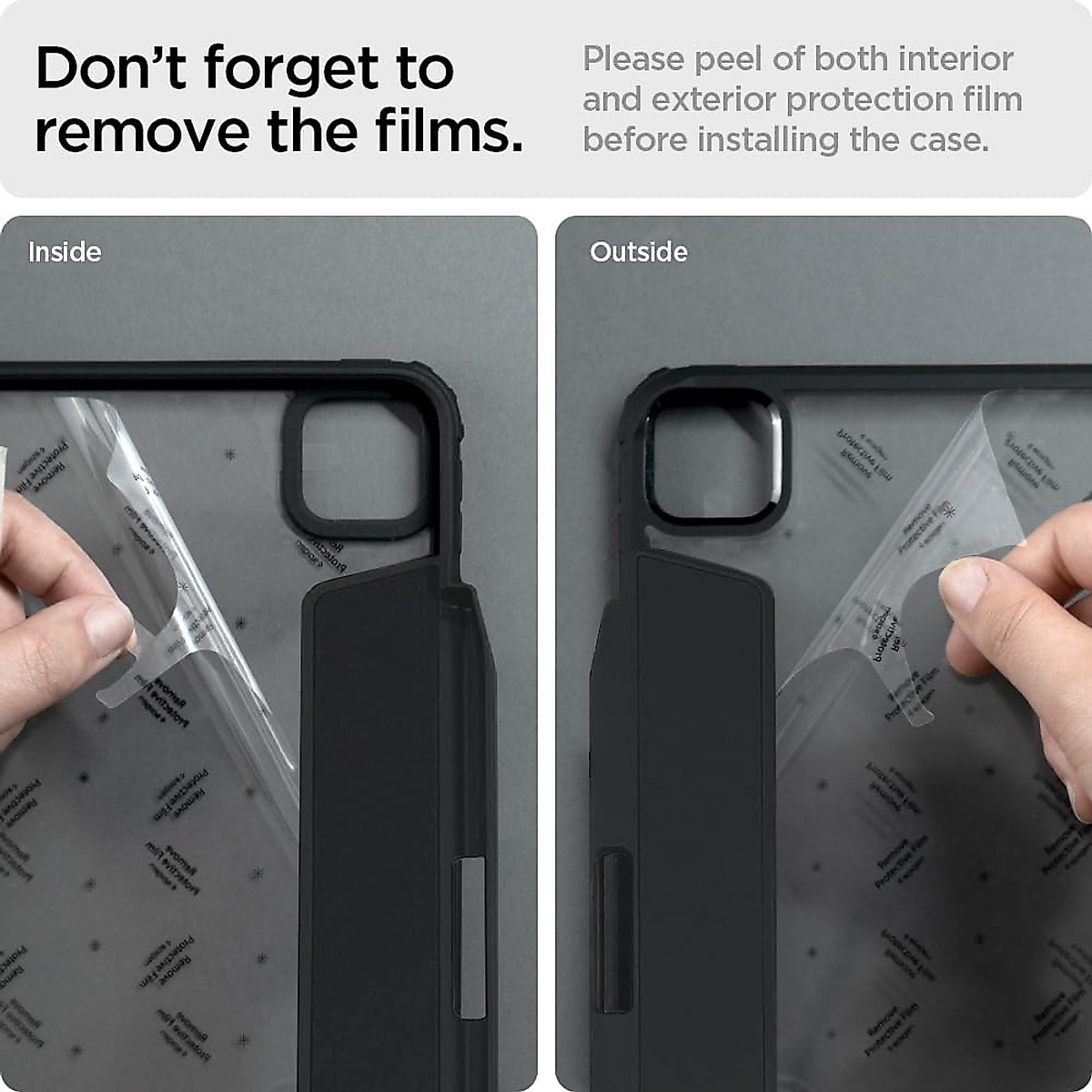 Spigen Ultra Hybrid Pro Designed for iPad Pro 11 inch Case M2 4th Generation (2022) / 3rd Generation (2021) / 2nd Generation (2020) / 1st Generation (2018) / Transparent Back and Pencil Holder - Black