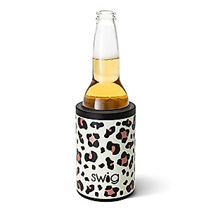 Swig Life Standard Can + Bottle Cooler, Stainless Steel, Dishwasher Safe, Triple Insulated Can Sleeve for Standard Size 12oz Cans or Bottles in Luxy Leopard Print