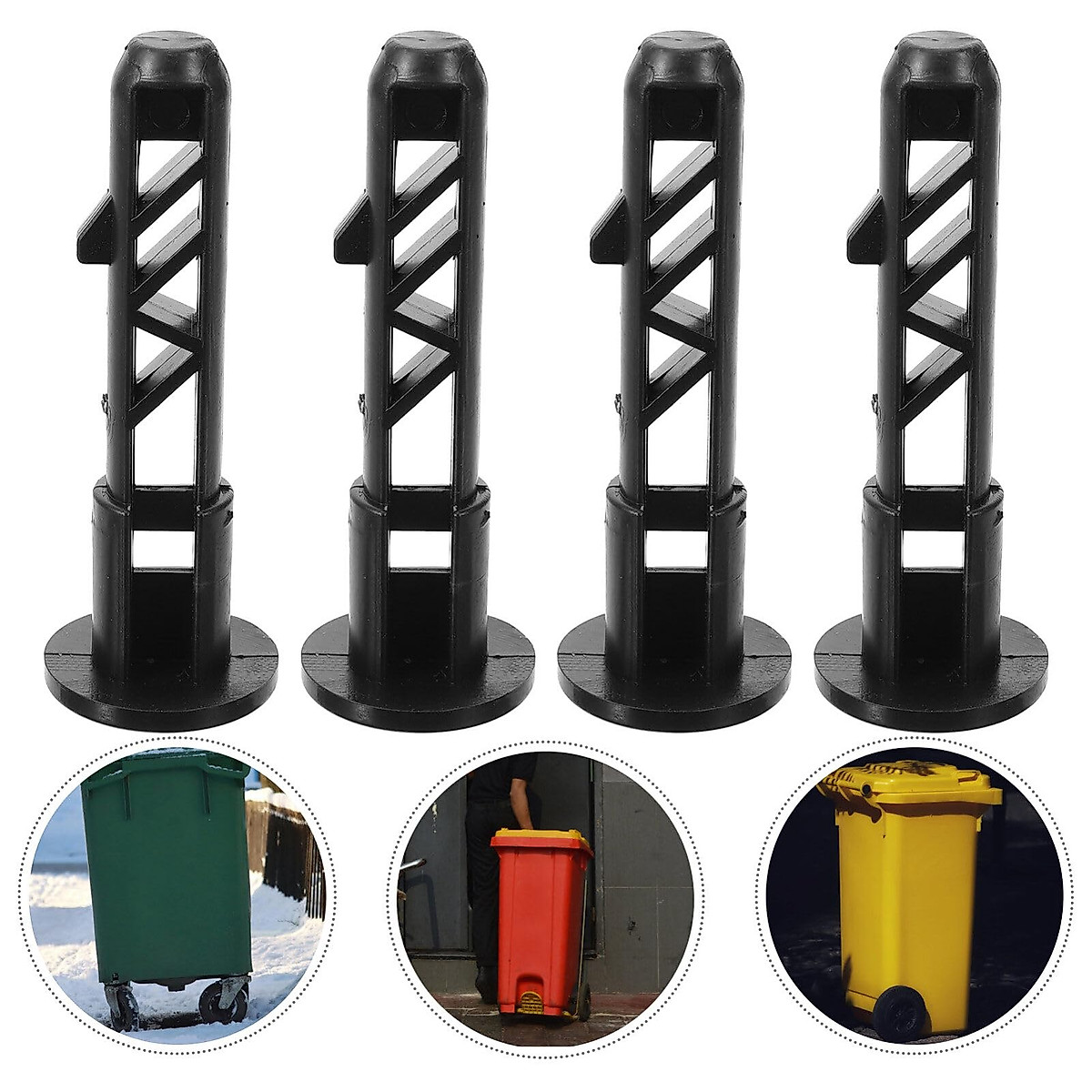 CLISPEED Trash Can Lid Hinged Pins, 4pcs Plastic Wheeled 120L Trash Can Hinged Pins Outdoor Garbage Can Recycling Bin Universal Sturdy Plastic Plug Connection, 9.00X3.10X3.10CM, Black, 551113S84UB6U