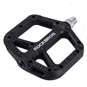 Rock BROS Lightweight Mountain Bike Pedals Nylon Fiber Bicycle Platform Pedals for BMX MTB 9/16" Black