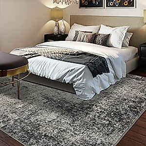 Area Rug Living Room Rugs - 5x7 Large Soft Indoor Neutral Modern Abstract Low Pile Washable Rug Carpet for Bedroom Dining Room Farmhouse Home Office - Beige Grey