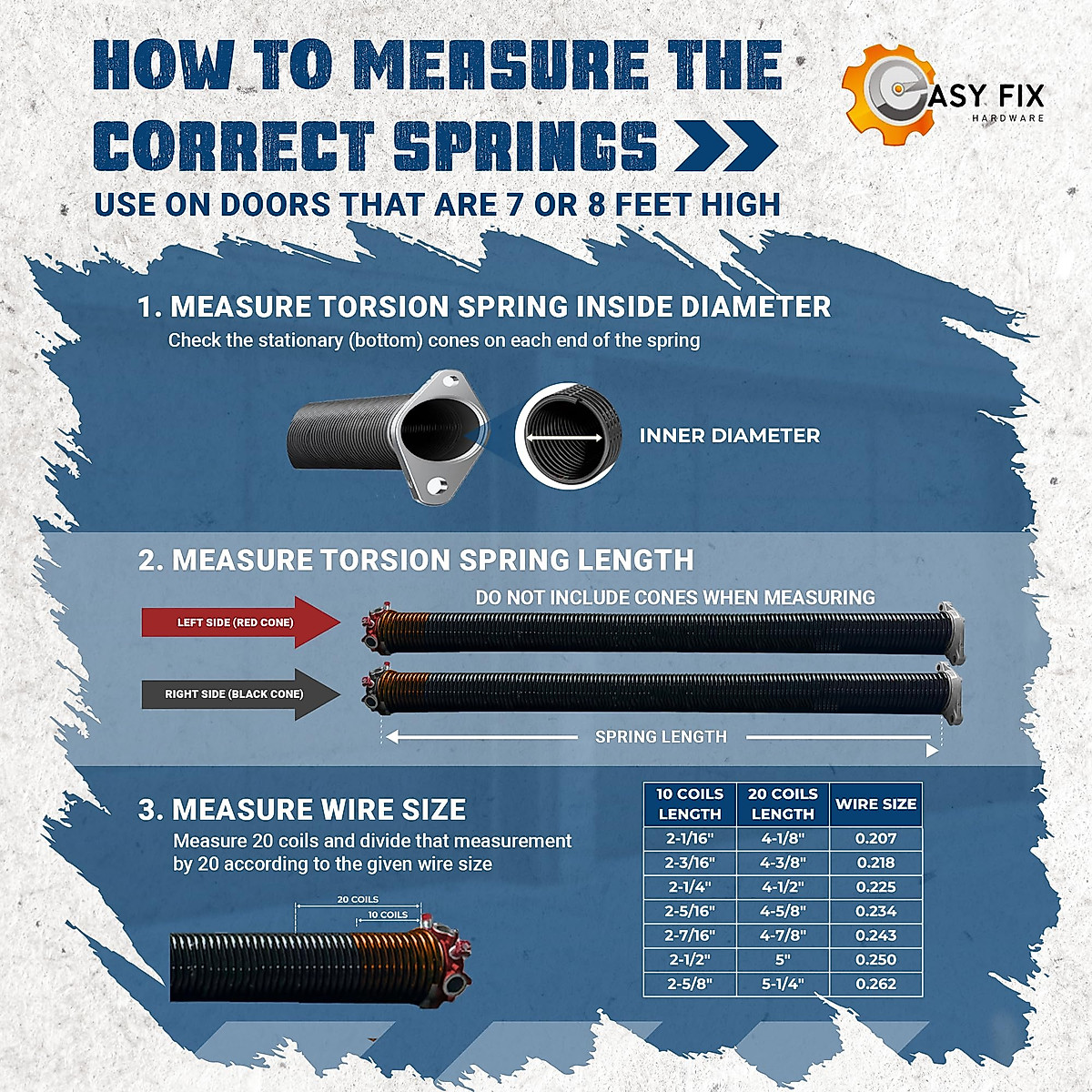 Garage Door Torsion Springs 218x1.75x33 | for Left and Right Side of Garage Doors | Fix and Repair 7 or 8 Feet Garage Door | Precision E-Coating 5-Year Warranty Min. 30,000 Cycles (Pair)