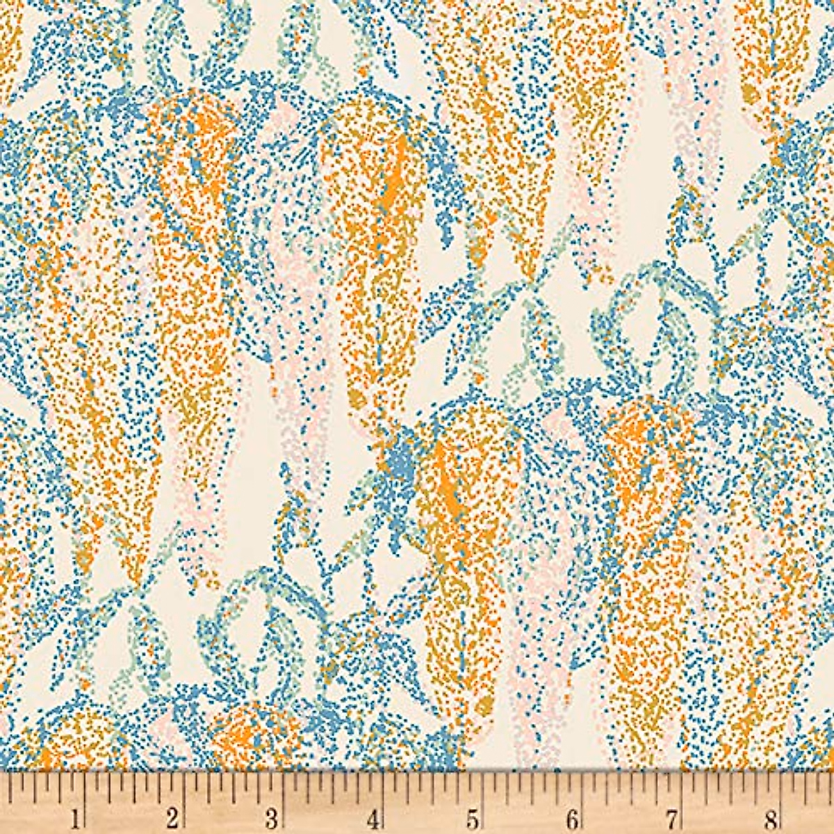 Art Gallery Fabrics Art Gallery Millie Fleur Wisteria Blue Gold Fabric, White