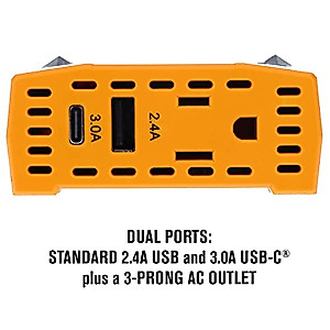 PowerDrive PWD120 120 Watt Power Inverter Slim 12v DC to 110v AC with Outlet and 2 USB Ports