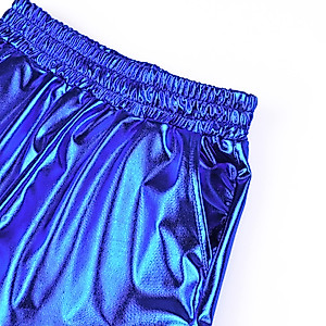 Shiny Blue Shorts Girls Metallic Shorts Sparkly Shiny Hot Pants Size 8 10 Dance Bottoms