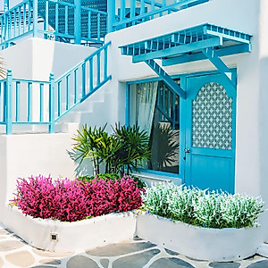 Gormiya 10pcs Outdoor Artificial Lavender Flowers UV Resistant Plastic Fake Lavender Purple Plants Faux Greenery Hanging Floral Arrangement for Window Box Garden Backyard Porch Home (Pink)