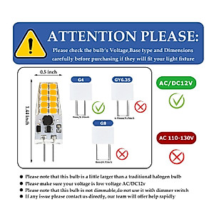 G4 LED Bulb 12V JC Tybe,20-30W T3 G4 Halogen Equivalent,6000K Daylight White,G4 Bi-Pin Base,300LM,Chandelier Lighting/Landscape Lighting, Non-dimmable 10-Pack …