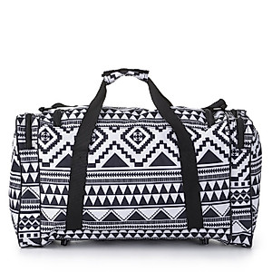 5 Cities Carry On Lightweight Small Hand Luggage Cabin on Flight & Holdalls (Aztec Black/White)