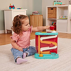 Battat – Pound & Roll – Baby Activity Toy Station with 1 Toy Hammer & 4 Balls for Kids 12 Months + (7-Pcs) , Light Blue