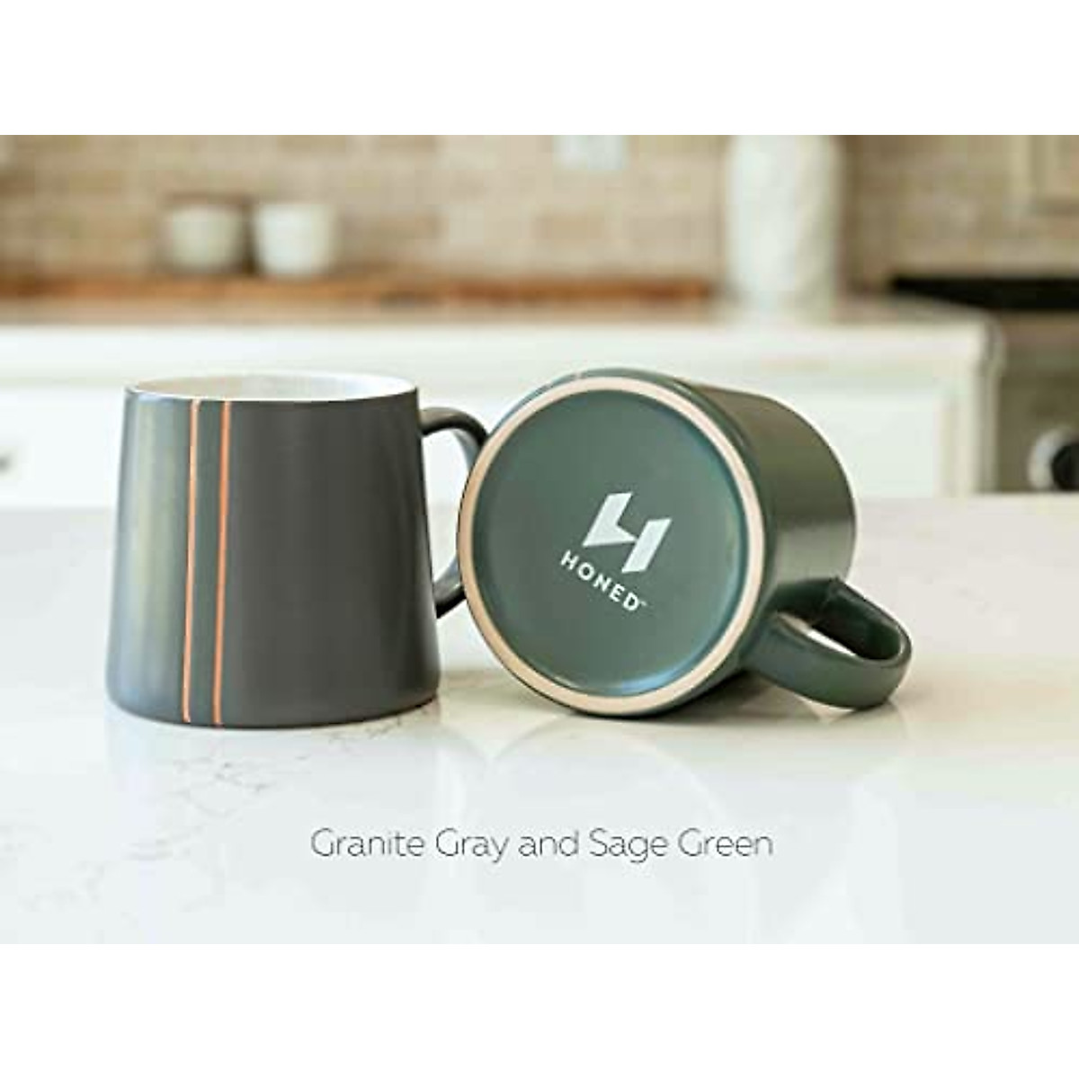 HONED Ceramic Large Coffee Mug Set of 2, 16 oz Coffee Cups, Handcrafted Unique Coffee Mugs or Tea Cup Set, Modern Coffee Mug for Home, Office or Gift, Dishwasher and Microwave Safe