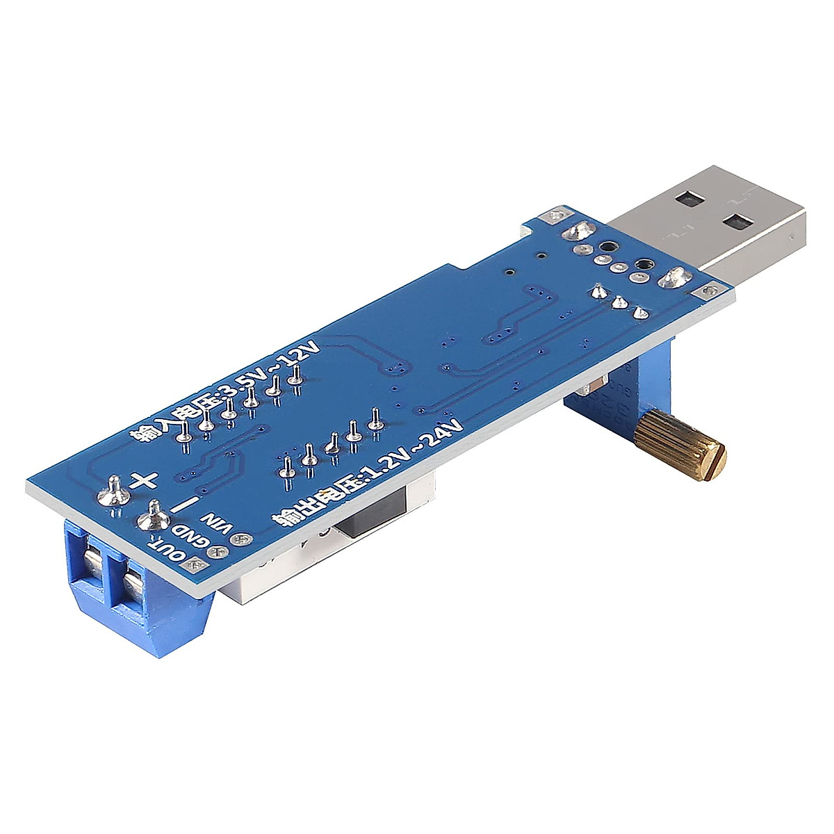 2PCS USB Step UP/Down Power Supply Module, Adjustable DC-DC 5V to 3.5V / 12V Boost Buck Converter Out DC 1.2V-24V